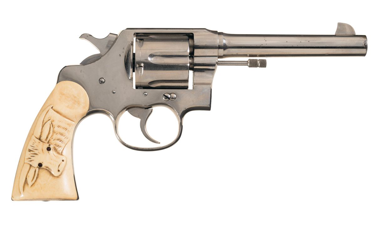 Rare Colt Special Order New Service Revolver with Steer Head Carved ...
