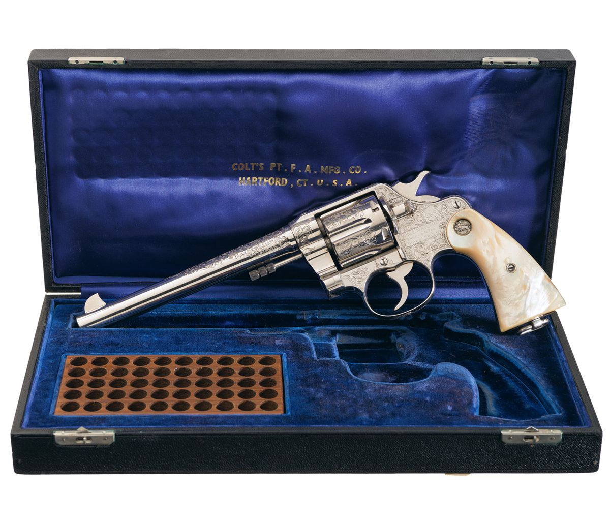 Magnificent Colt Cased and Factory Engraved New Service Model Revolver ...