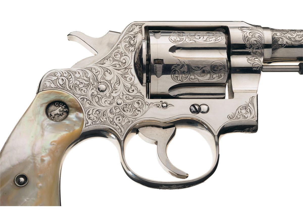 Magnificent Colt Cased and Factory Engraved New Service Model Revolver ...