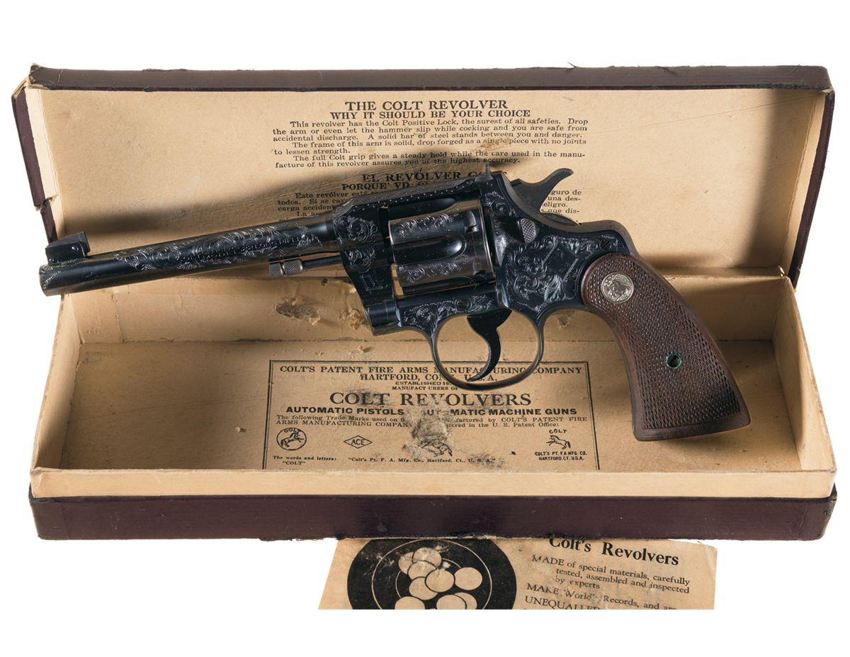 Rare Factory Engraved Colt Officers Model Double Action Target .22 ...