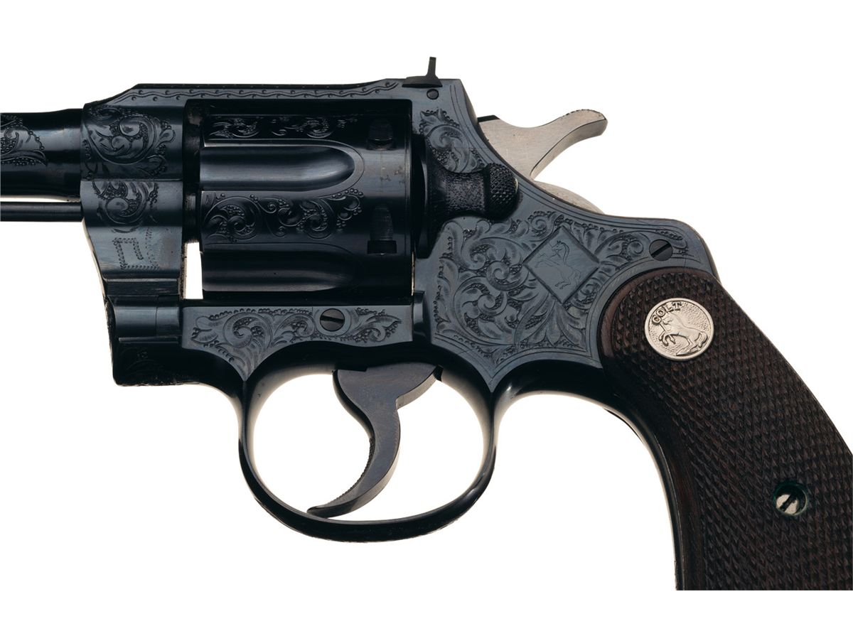 Rare Factory Engraved Colt Officers Model Double Action Target .22 ...