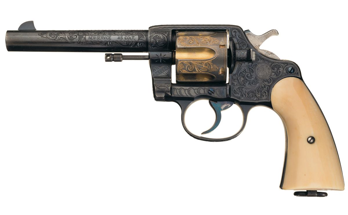 Magnificent Early Colt New Service Revolver Engraved by Cuno Helfricht ...