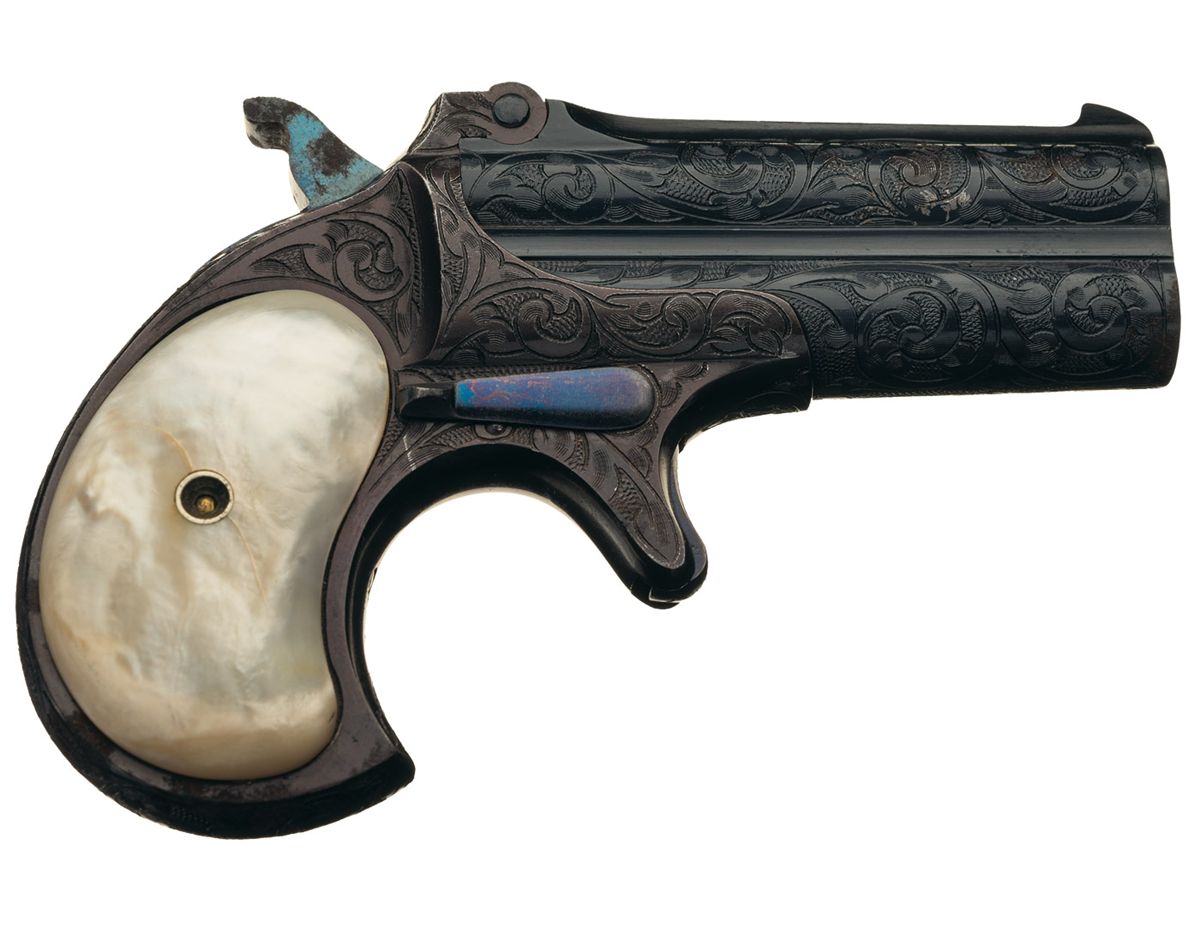 Engraved Remington Type II Over/Under Derringer with Pearl Grips