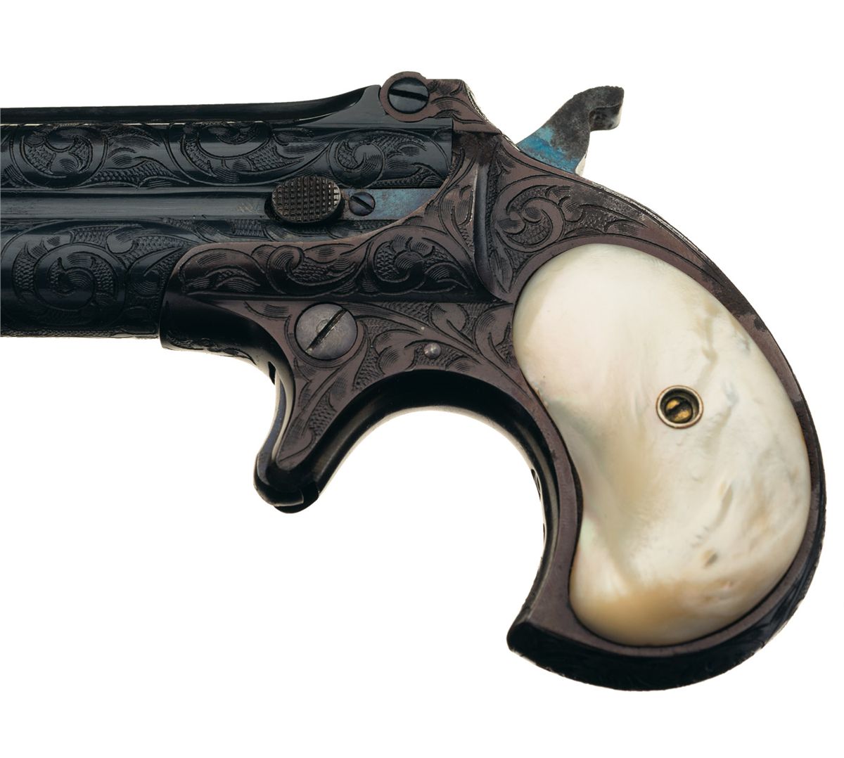 Engraved Remington Type II Over/Under Derringer with Pearl Grips