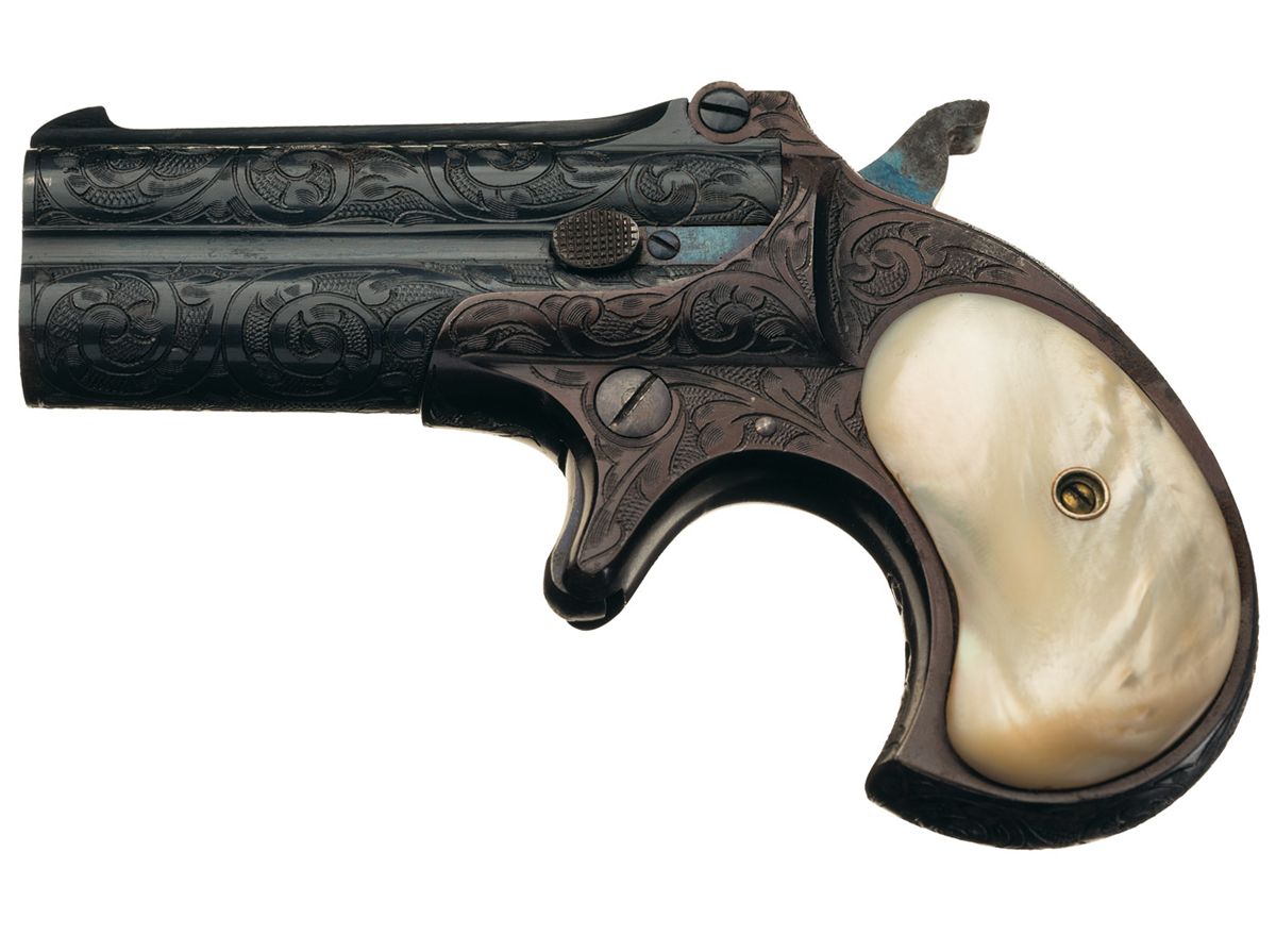 Engraved Remington Type II Over/Under Derringer with Pearl Grips