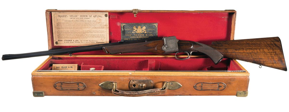 Engraved Daniel Fraser & Company Drop Block Single Shot 400-360 Caliber ...