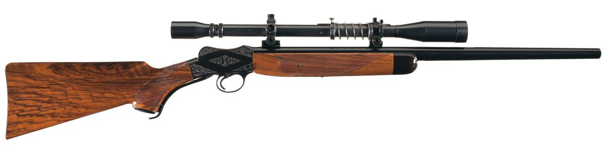 Engraved Martini Style Single Shot Rifle with Unertl Scope