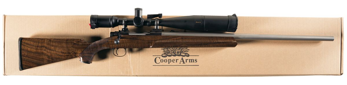 Cooper Firearms Model 22 Single Shot Bolt Action Rifle with Scope and Box
