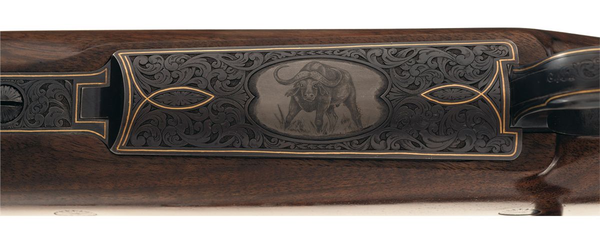 Engraved and Gold Inlaid Clayton N. Nelson Custom Bolt Action Rifle in ...