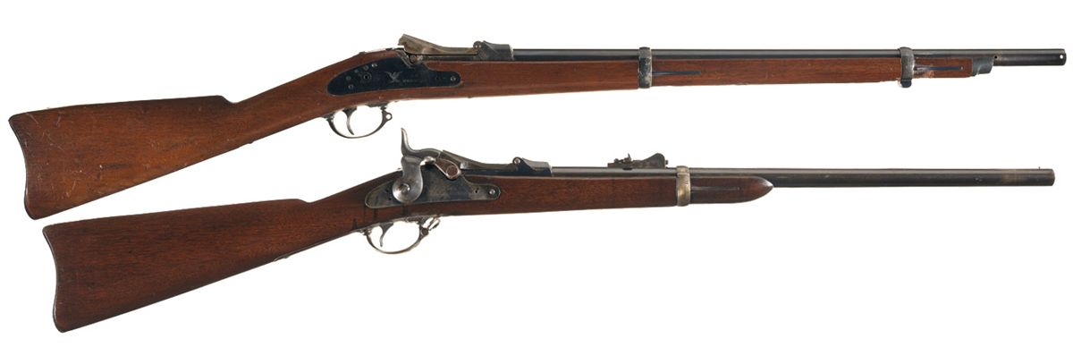 Collector's Lot of U.S. Springfield Trapdoor Fencing Musket and Carbine ...