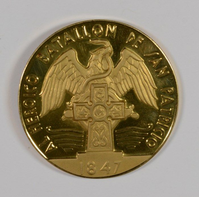 RARE 1847 DATED GOLD MEDAL, MEXICO-IRISH, AL HEROICO BATALLION DE SAN ...