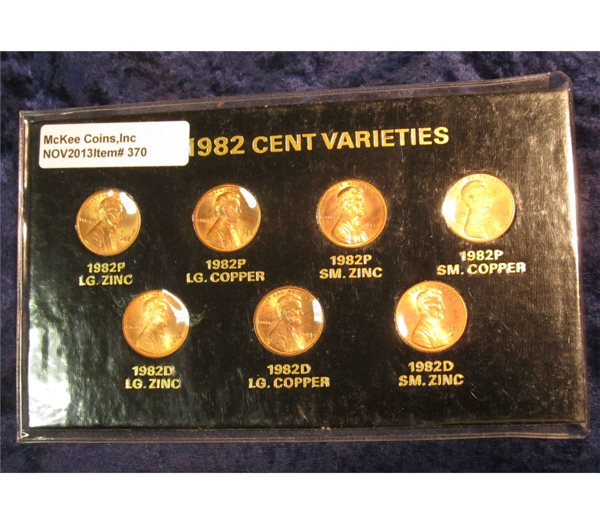 370. BU 1982 Cent Varieties set – all 7 business strike / circulating ...