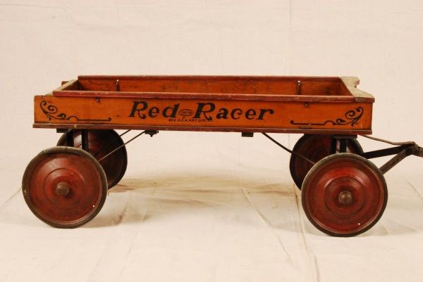 Antique Red Racer Wooden Wagon