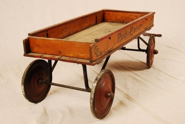 Antique Red Racer Wooden Wagon
