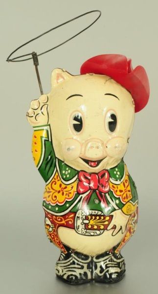 1949 Marx Cowpuncher Porky Pig Tin Wind Up Toy