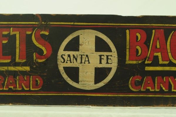 Antique Santa Fe Rail Road Painted Wooden Sign