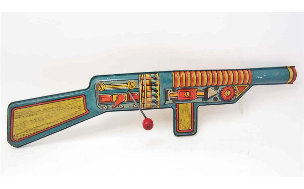 C. 1950'S MARX TIN LITHO MACHINE GUN TOY WIND-UP