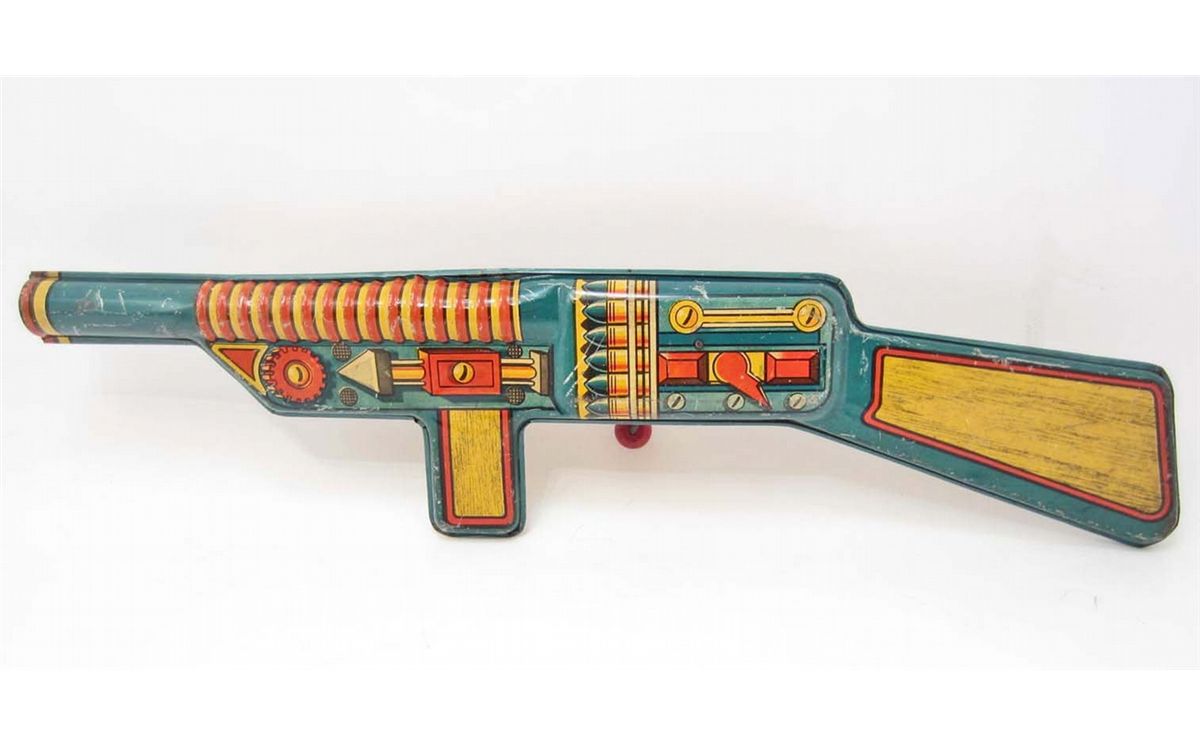 C. 1950'S MARX TIN LITHO MACHINE GUN TOY WIND-UP