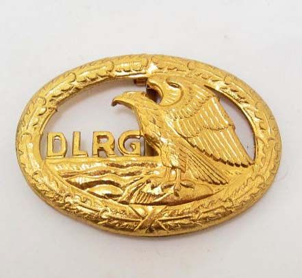 GERMAN NAZI DLRG GOLD LIFE SAVINGS BADGE