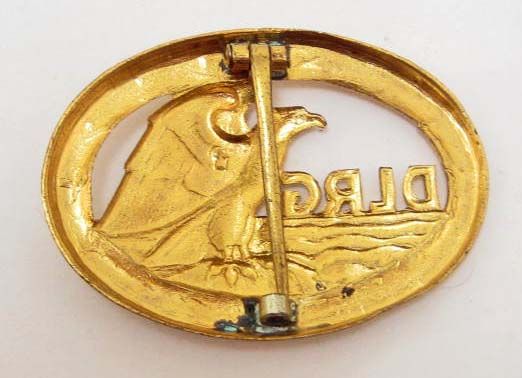 GERMAN NAZI DLRG GOLD LIFE SAVINGS BADGE