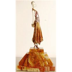 After Demitri Chiparus Book Lady Statue Bronze