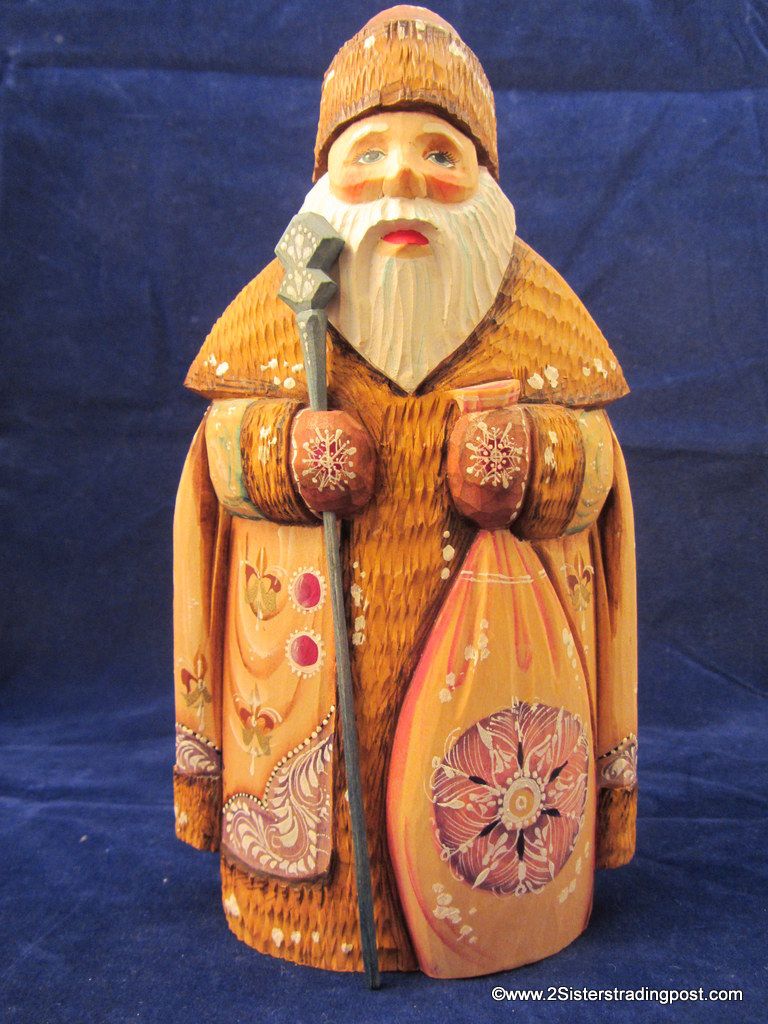 Russian Hand Carved Hand Painted Santa(Ded Moroz-"Grandfather Frost)