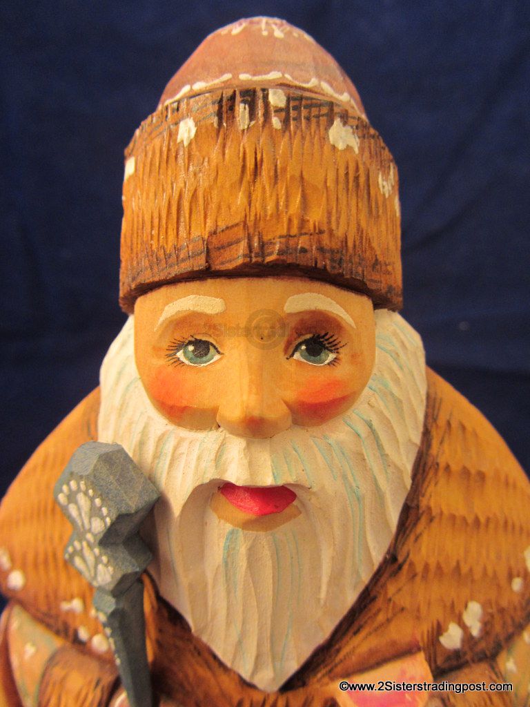 Russian Hand Carved Hand Painted Santa(Ded Moroz-"Grandfather Frost)