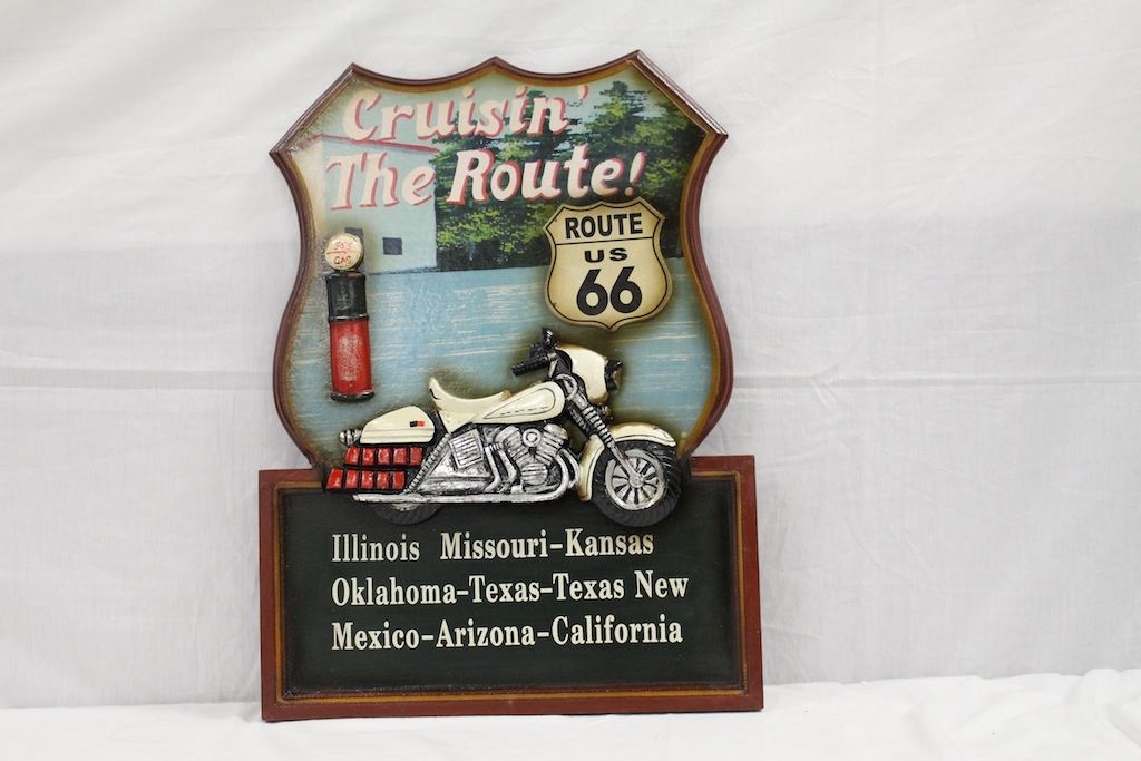 Route 66 Cruisin The Route Wood Sign