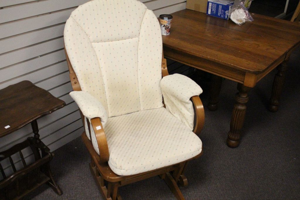 Wood and Upholstered Platform Rocker