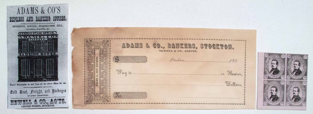 Adams & Co unused 1850's check