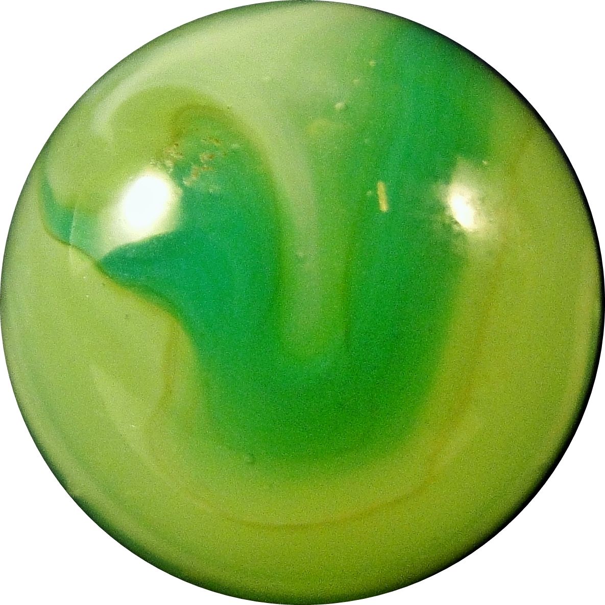Marbles: Lot 104. Akro Agate Company. Limeade. 5/8". Mint 9.8