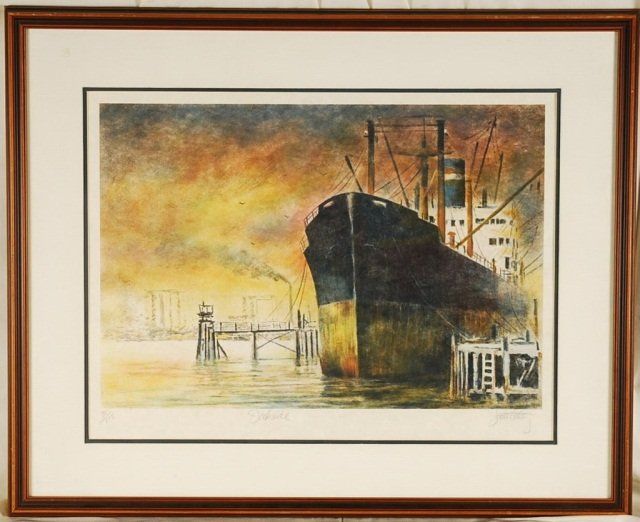 John Kelly, Dockside, Hand Signed & Numbered Litho