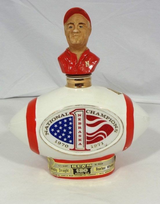 Vintage Jim Beam Porcelain Decanter National Champions Nebraska 1971