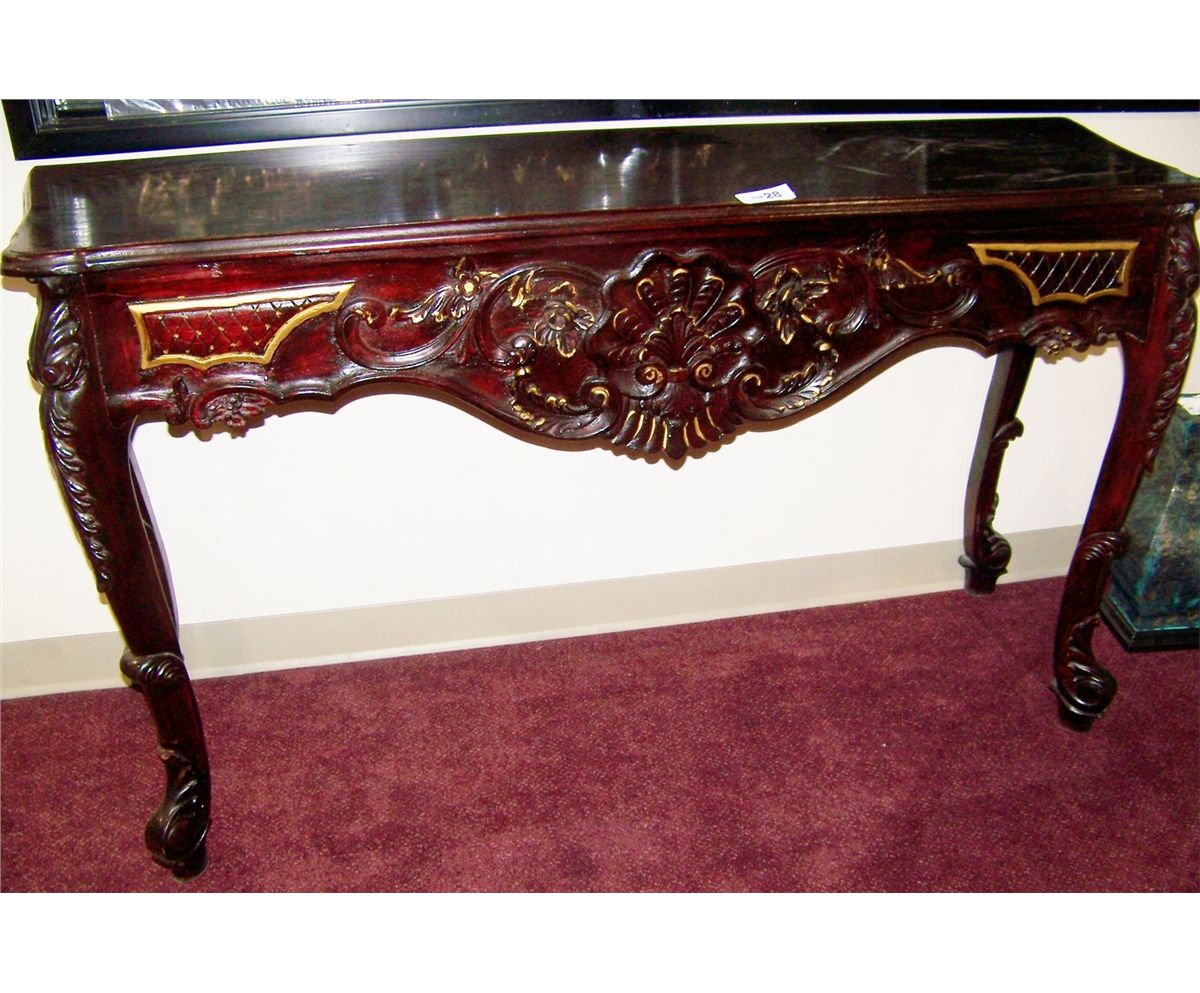HAND CARVED MAHOGANY ENTRY TABLE