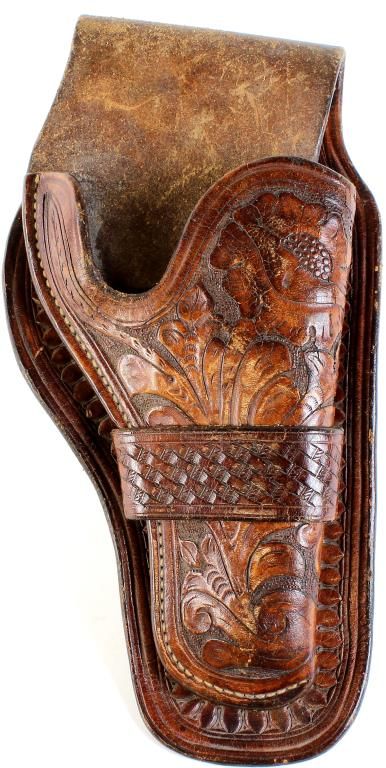 Scarce single loop hand carved holster