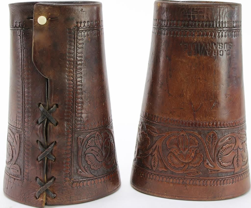 Great pair early cowboy cuffs with ivory buttons