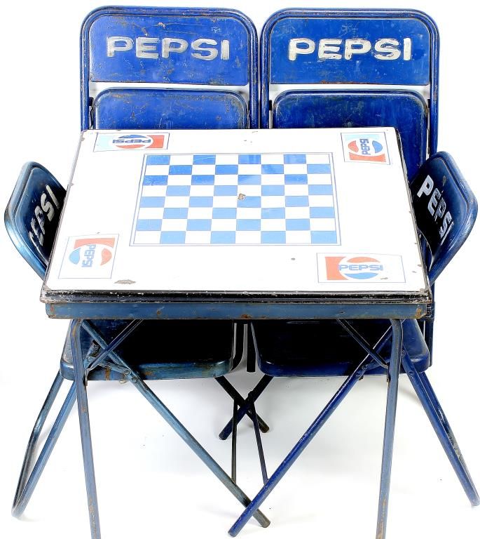 Vintage porcelain checker board top Pepsi table