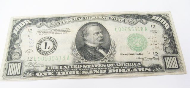 Circulated US $1000 (Thousand) Dollar Bill - Series of 1934A-