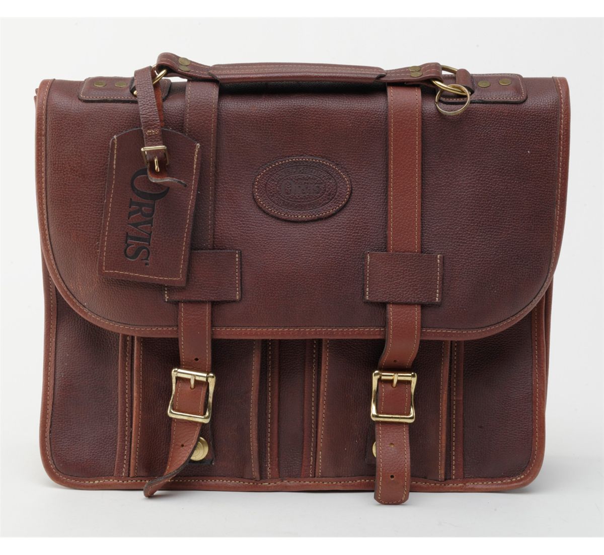 Lot of 2 leather carry bags including a heavy duty Orvis Brand soft ...