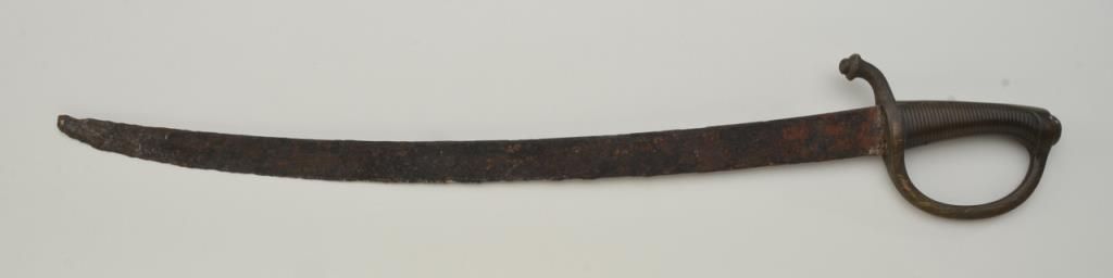 French D guard sword with brass top end and rusty relic blade. Est ...