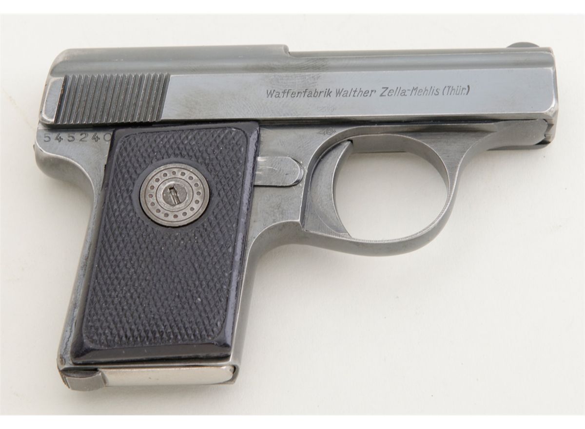 Walther Model 9 semi-auto pistol, 2nd style with disc in grip, .25 cal ...