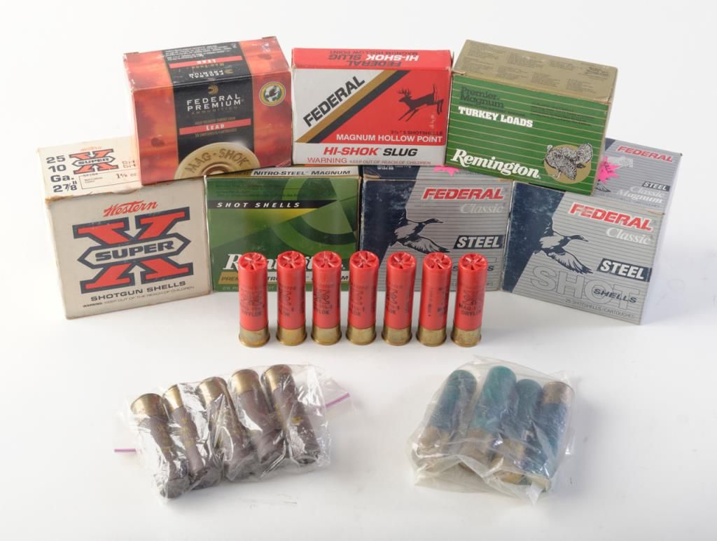 Lot of 10 gauge shot shells. 5 boxes of shotshells and 2 boxes of 10 ...