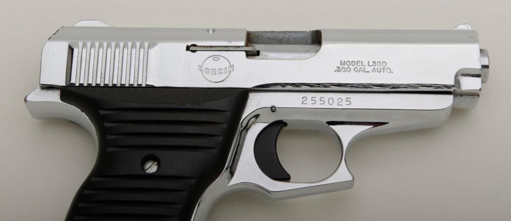 Lorcin Model L380 semi-auto pistol, .380 cal., 3-1/2” barrel, nickel ...