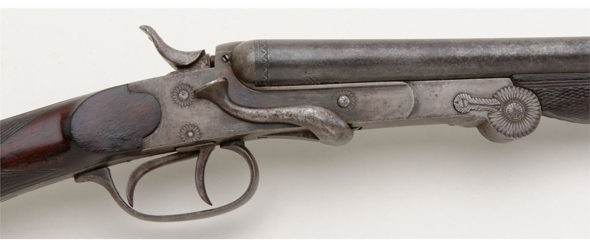 Belgium 410 Double Barrel exposed Hammer Shotgun with skeleton style ...