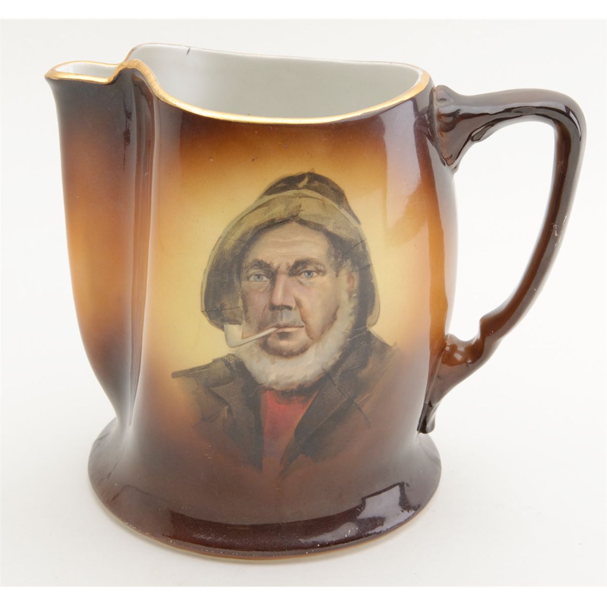 Warwick Pitcher with portrait of fisherman also marked 10 GA. 7” Ht ...
