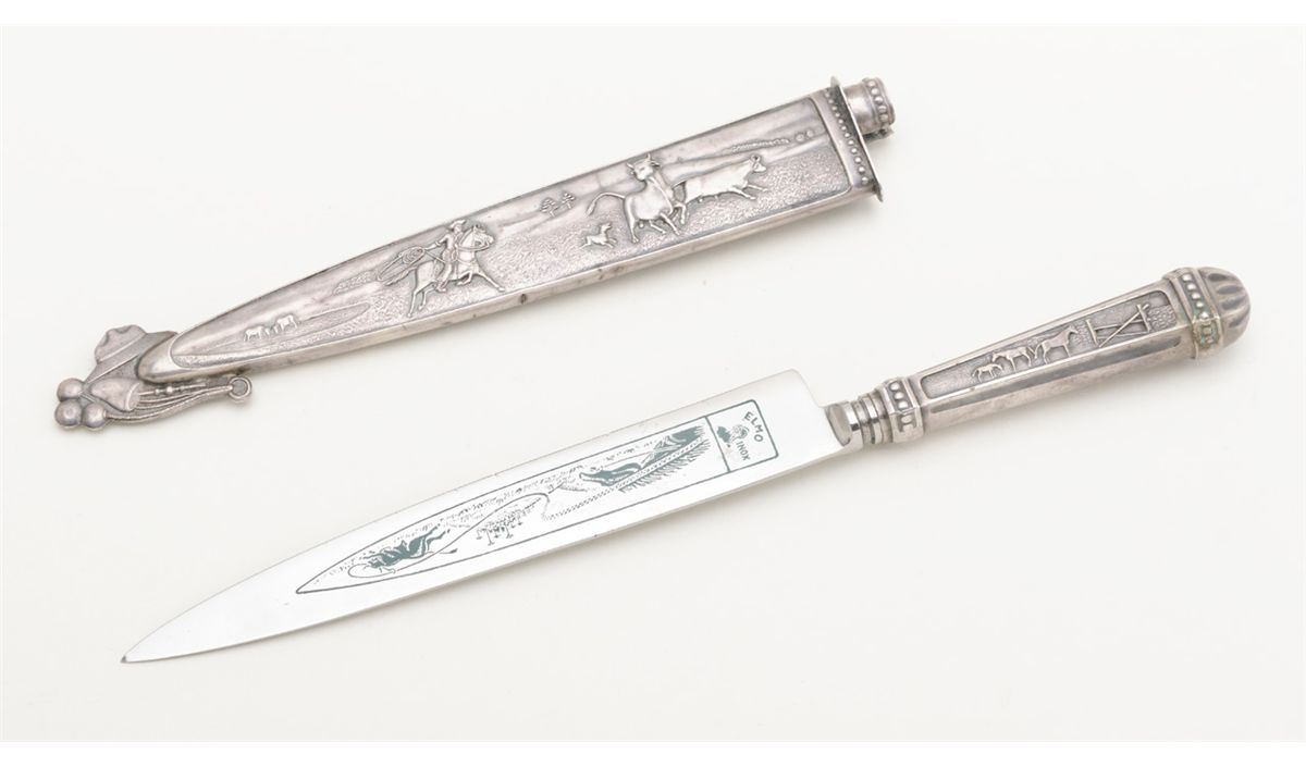 Ornate Gaucho Knife with Elmo (Inox) signature on blade. Fancy plated ...