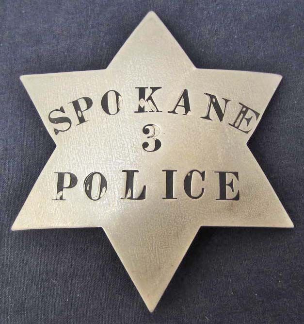 OBSOLETE SPOKANE #3 POLICE WASHINGTON STATE LAW BADGE