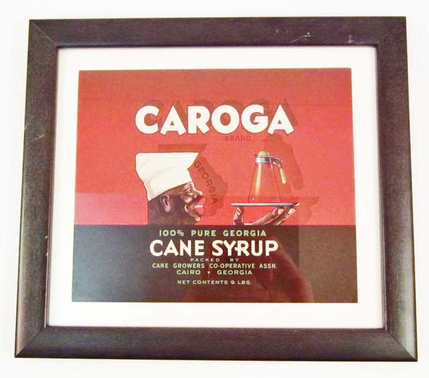 BLACK AMERICANA CAROGA CANE SYRUP ADVERTISING LABEL