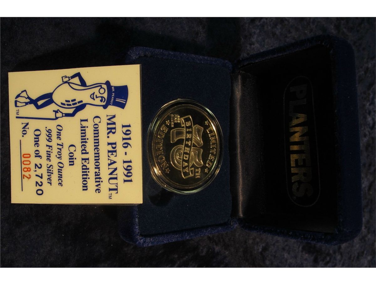 390. 1916-1991 Mr. Peanut Commemorative Limited Edition Coin One Troy ...