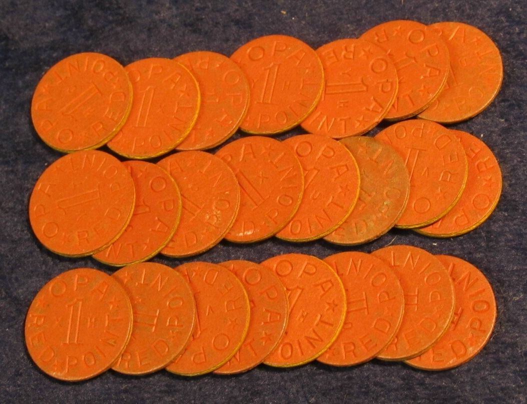 716. 23 OPA 1 red point tokens, several different letter combinations ...